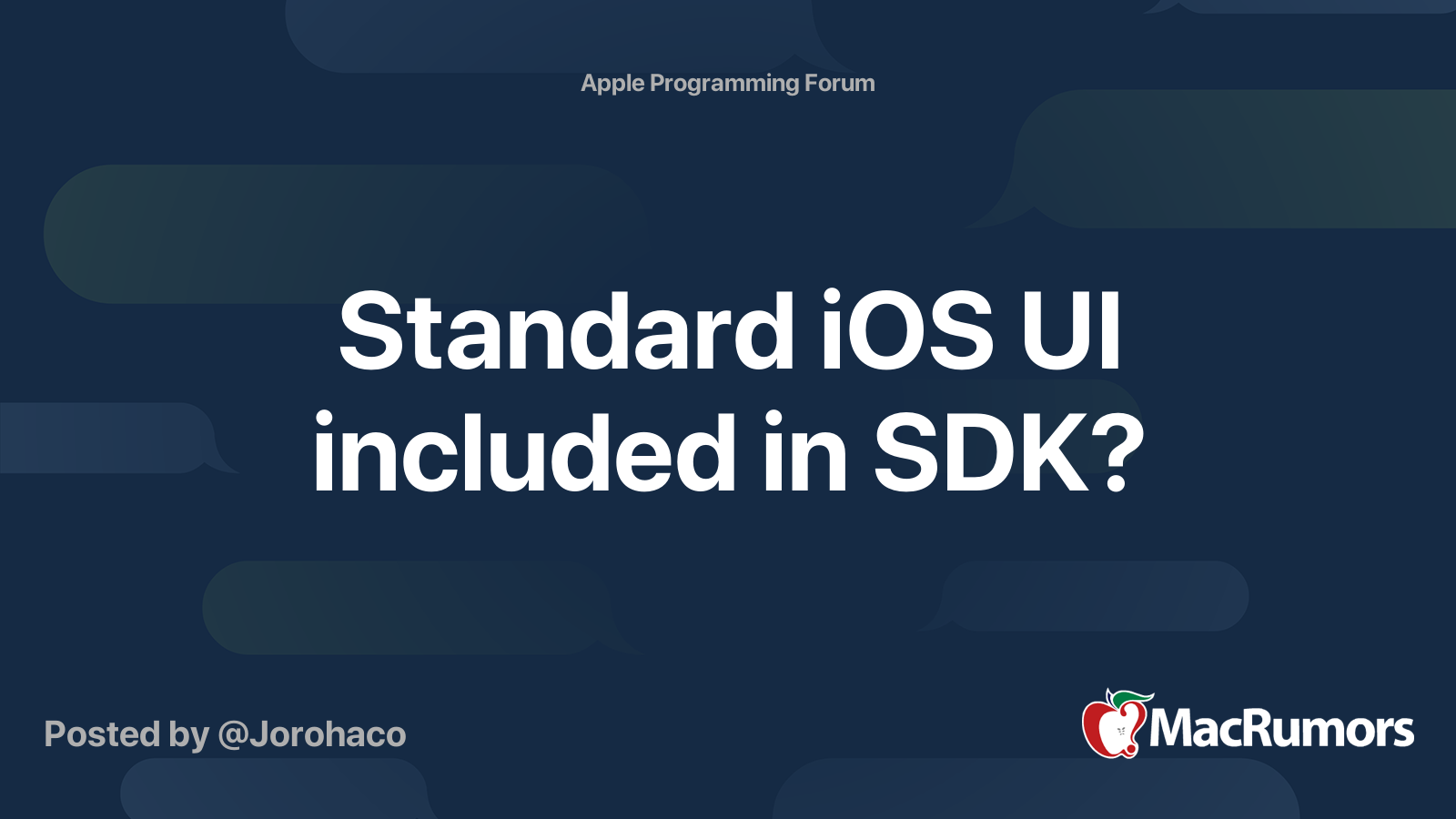 Standard iOS UI included in SDK? | MacRumors Forums