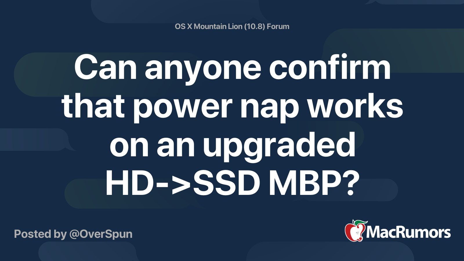 Can anyone confirm that power nap works on an upgraded HD->SSD MBP ...