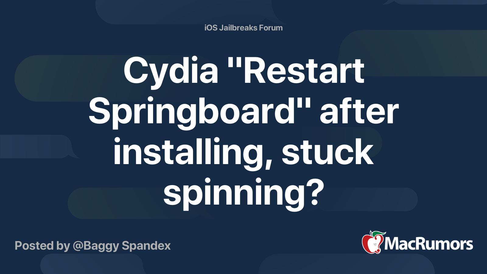 Cydia "Restart Springboard" after installing, stuck spinning ...