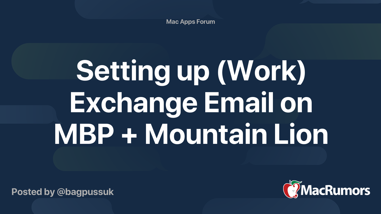 Setting up (Work) Exchange Email on MBP + Mountain Lion | MacRumors Forums