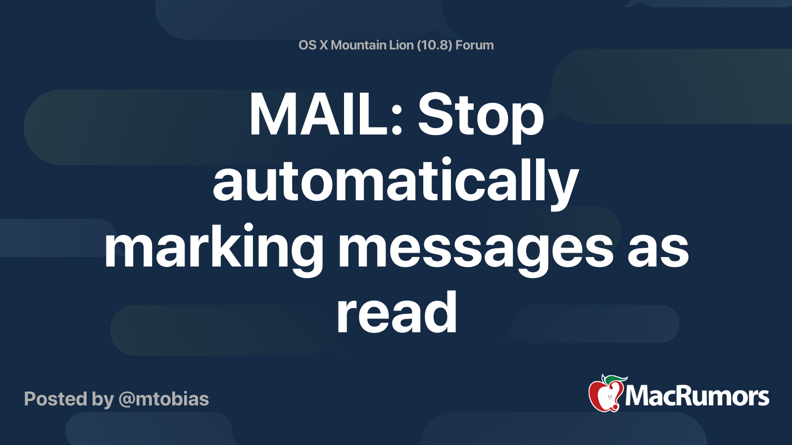 Mail Stop Automatically Marking Messages As Read Macrumors Forums 