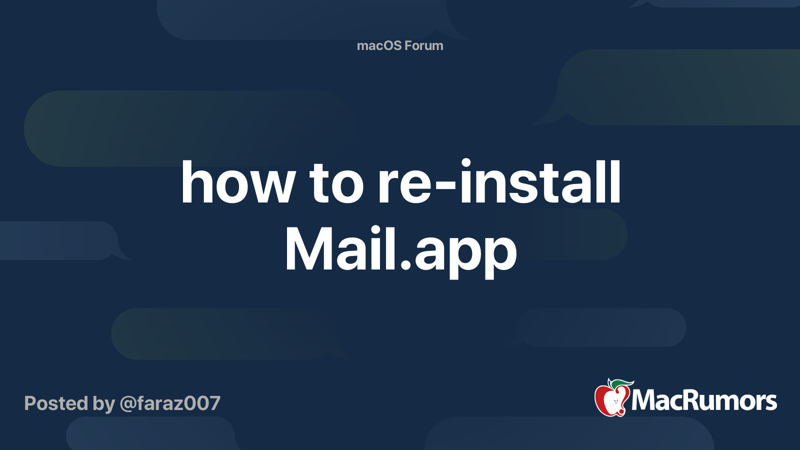 how to re-install Mail.app | MacRumors Forums