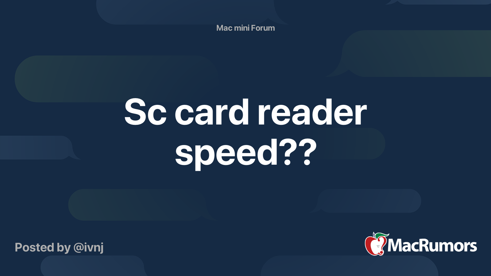 Sc card reader speed?? | MacRumors Forums