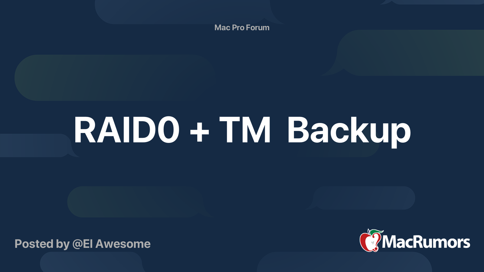 RAID0 + TM Backup | MacRumors Forums