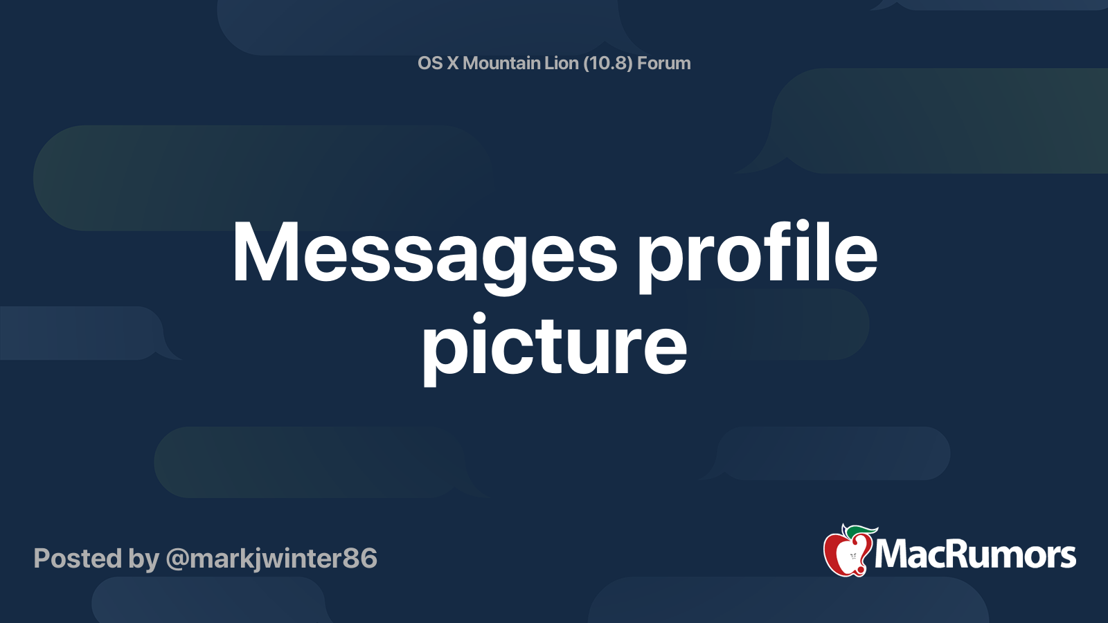 Messages profile picture | MacRumors Forums