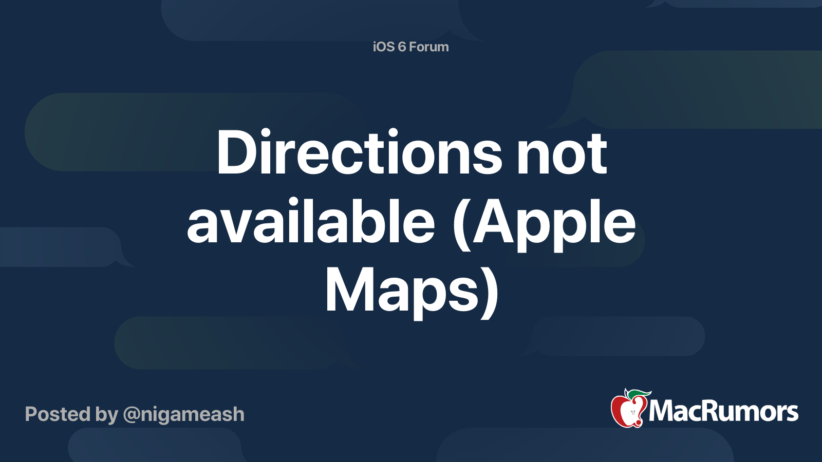 Directions not available (Apple Maps) | MacRumors Forums