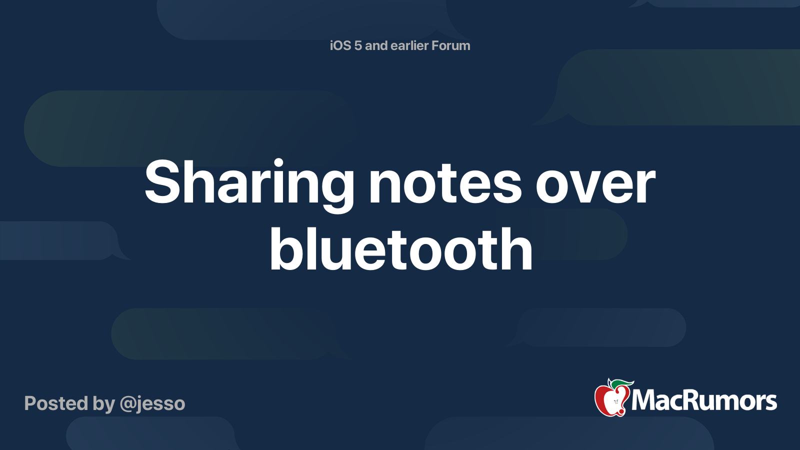 Sharing notes over bluetooth | MacRumors Forums
