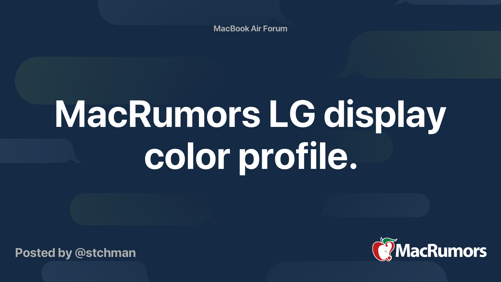MacRumors LG display color profile. | MacRumors Forums