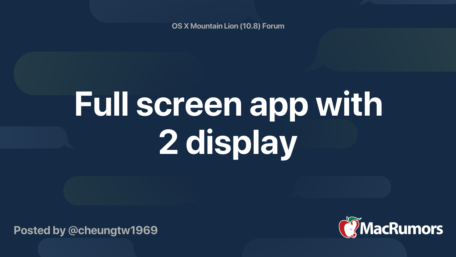Full screen app with 2 display | MacRumors Forums