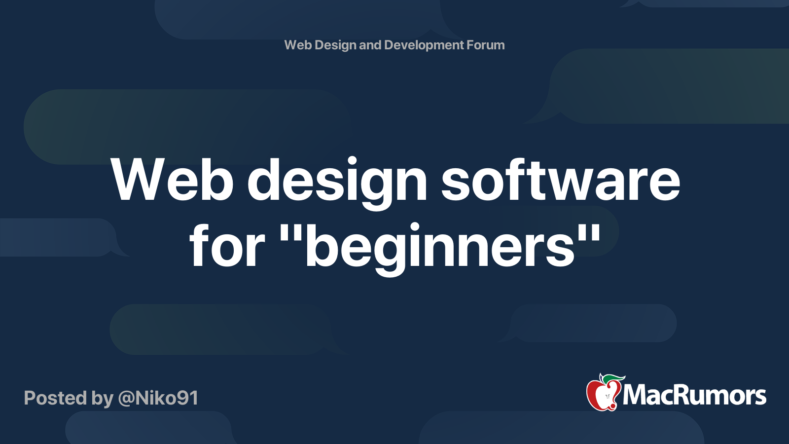 Web design software for "beginners" | MacRumors Forums