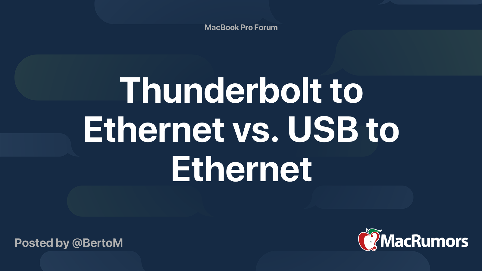 Thunderbolt to Ethernet vs. USB to Ethernet | MacRumors Forums