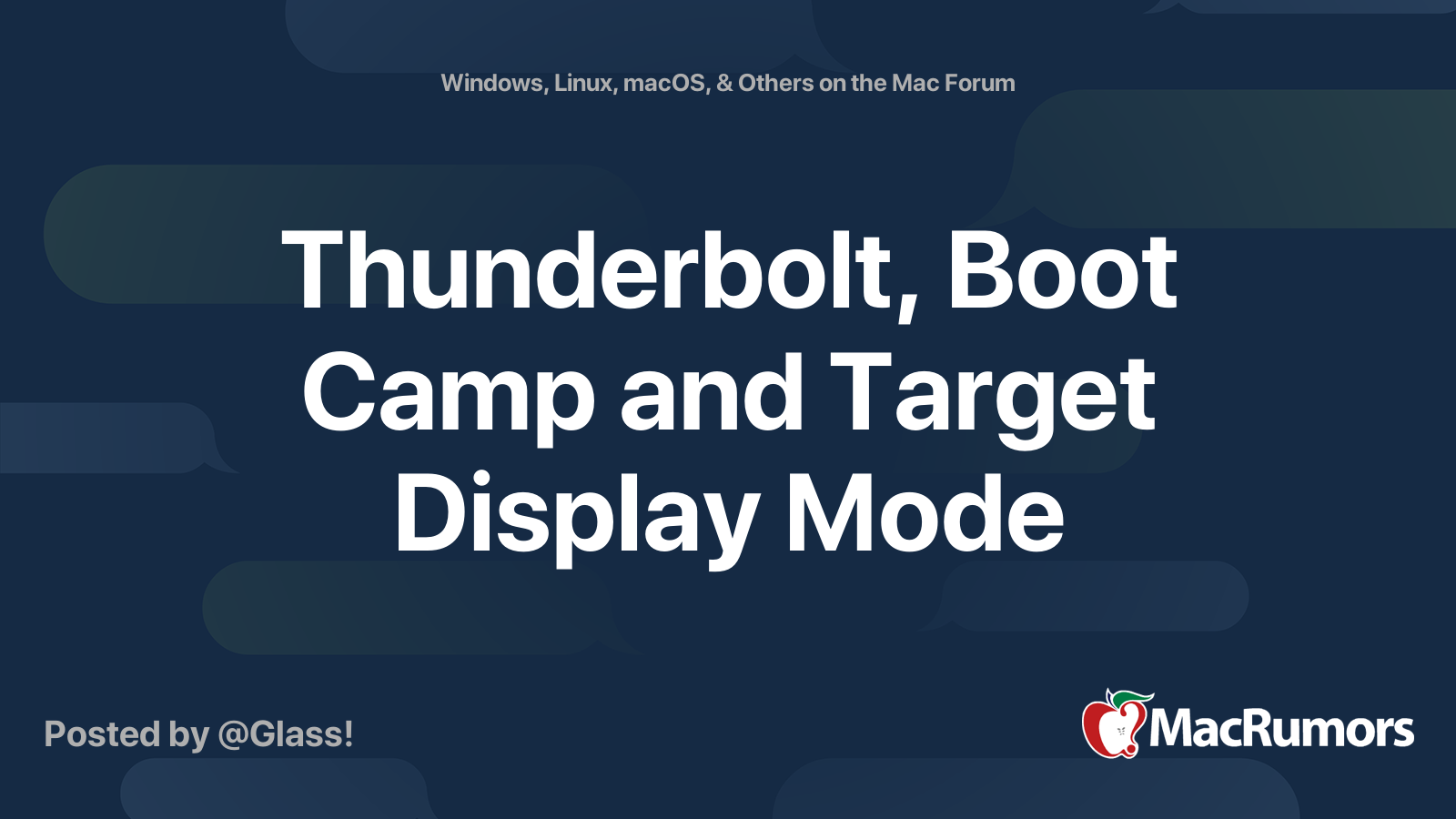 Thunderbolt, Boot Camp and Target Display Mode | MacRumors Forums