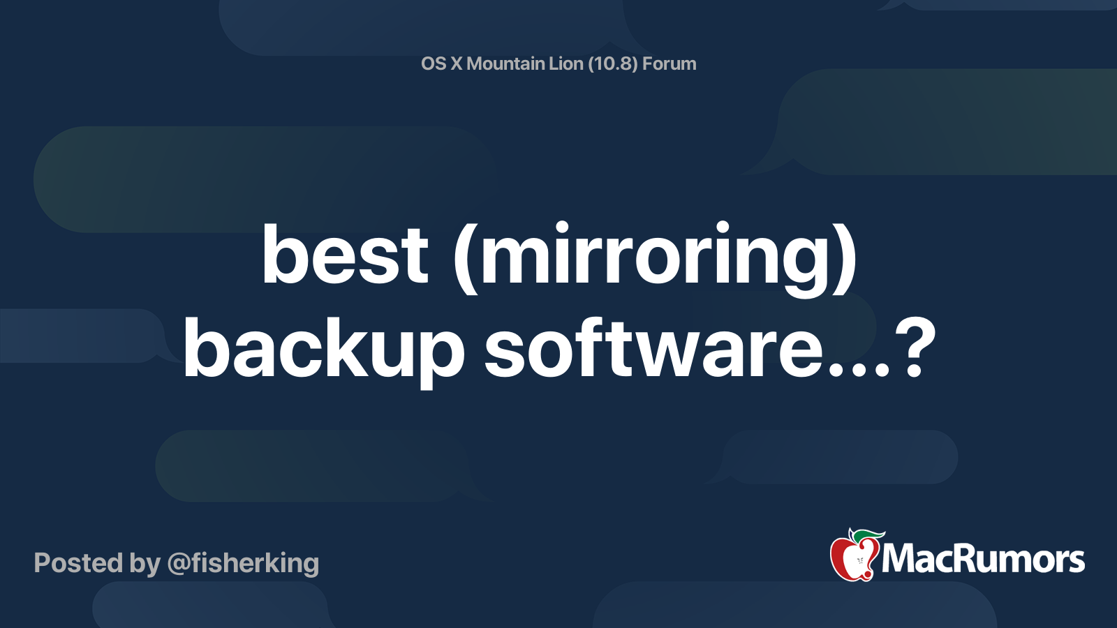 best (mirroring) backup software...? | MacRumors Forums