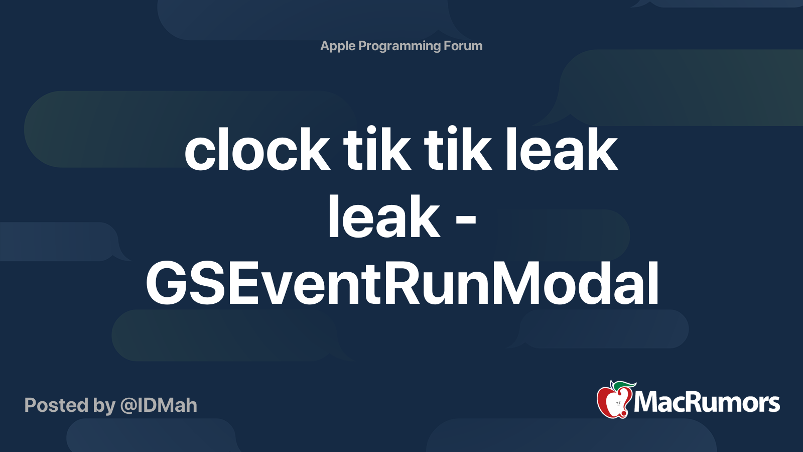 clock tik tik leak leak - GSEventRunModal | MacRumors Forums