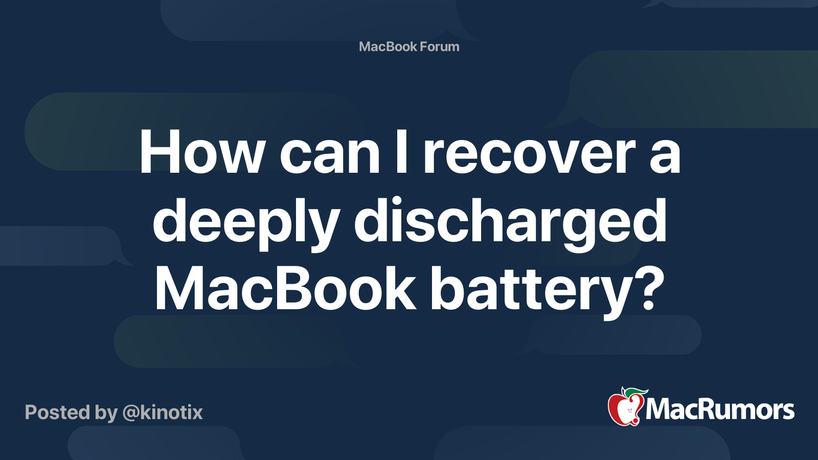 How can I recover a deeply discharged MacBook battery? | MacRumors Forums