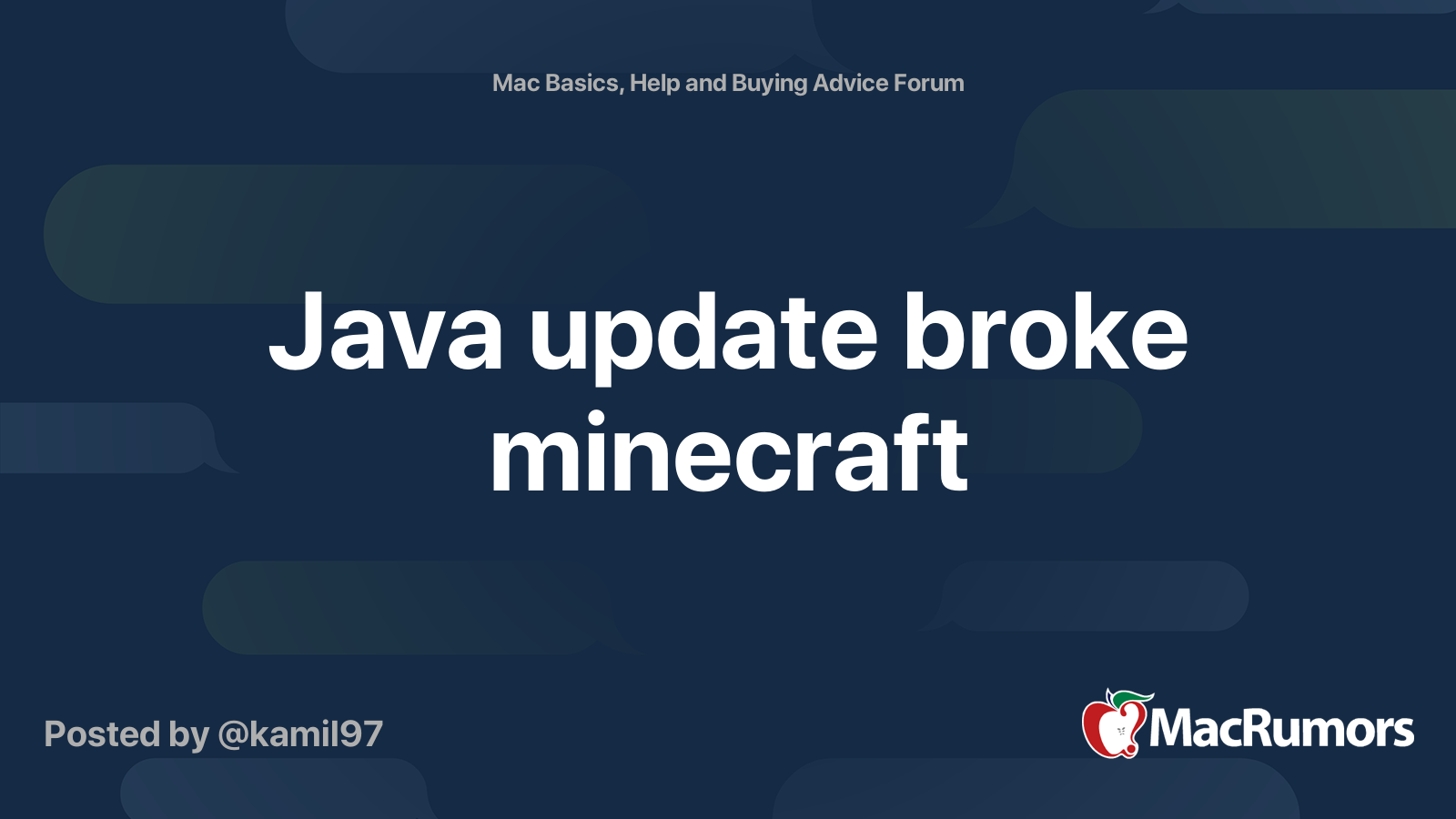 Java update broke minecraft | MacRumors Forums