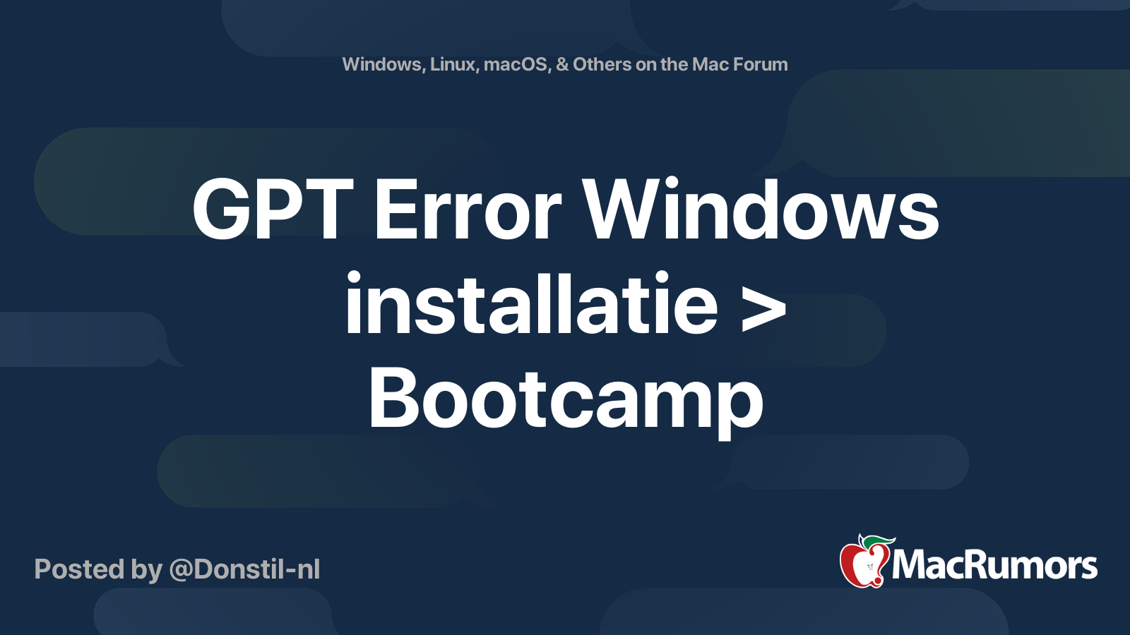 GPT Error Windows installatie > Bootcamp | MacRumors Forums