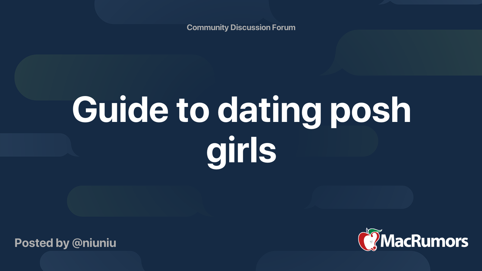 Guide To Dating Posh Girls Macrumors Forums
