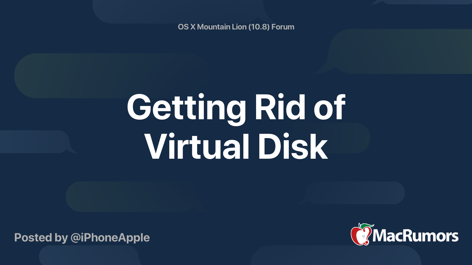 Getting Rid of Virtual Disk | MacRumors Forums