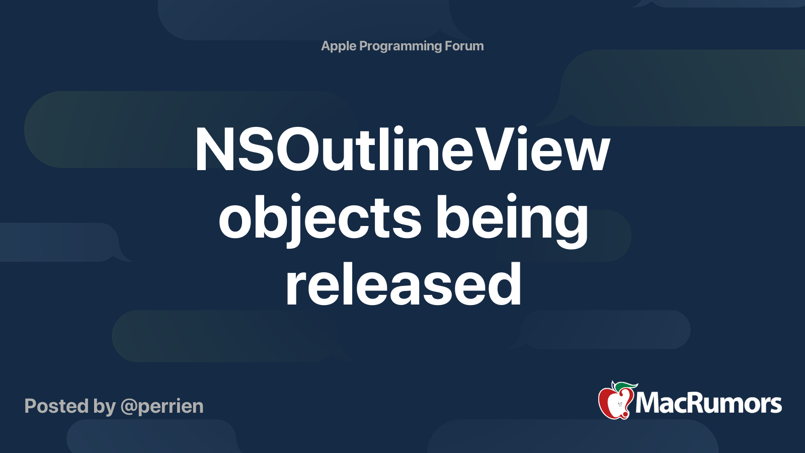 NSOutlineView objects being released | MacRumors Forums