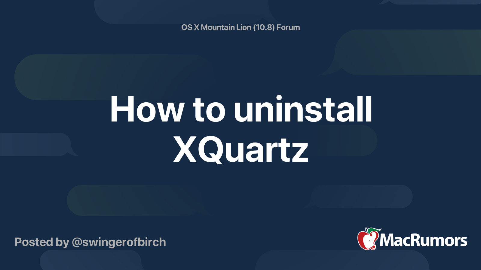 How to uninstall XQuartz | MacRumors Forums