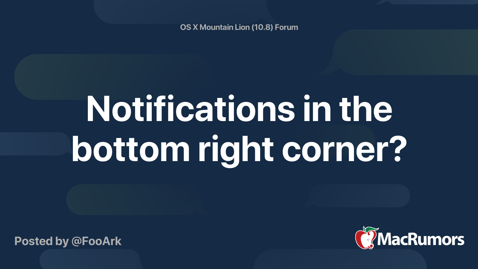 Notifications in the bottom right corner? | MacRumors Forums