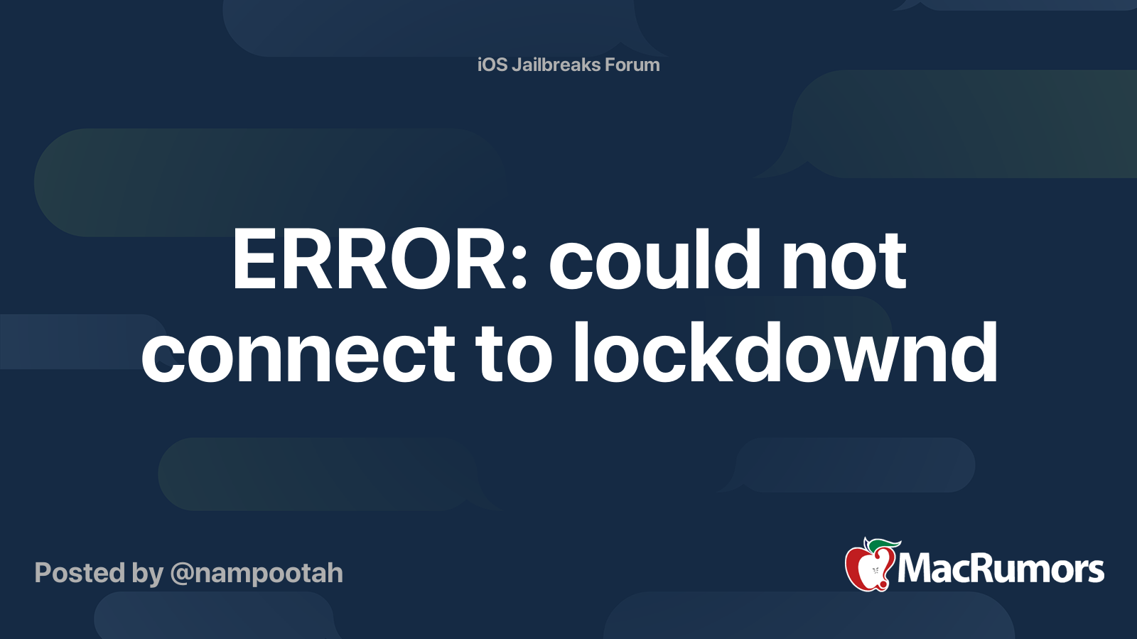 ERROR: could not connect to lockdownd | MacRumors Forums