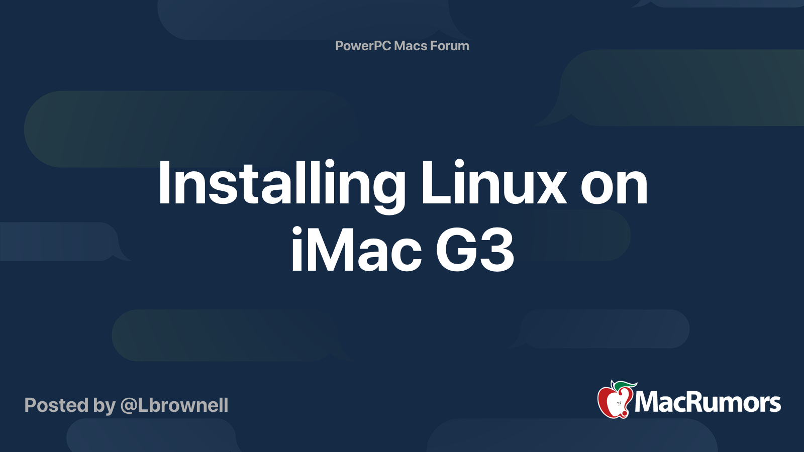 Installing Linux on iMac G3 | MacRumors Forums