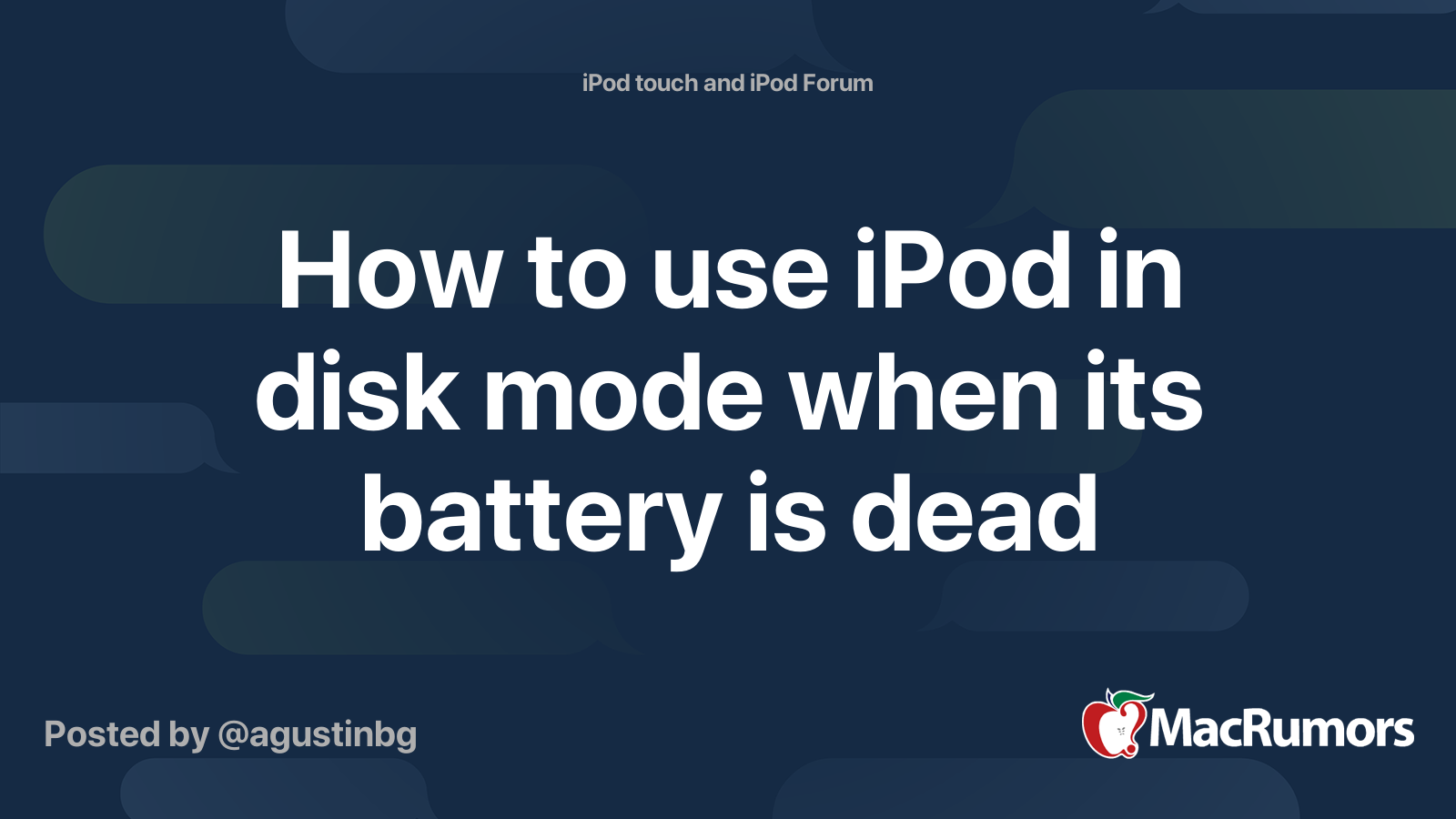 How to use iPod in disk mode when its battery is dead | MacRumors Forums
