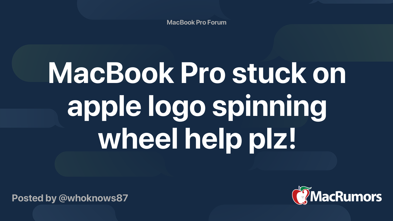 Macbook Pro Stuck On Apple Logo Spinning Wheel Help Plz Macrumors Forums
