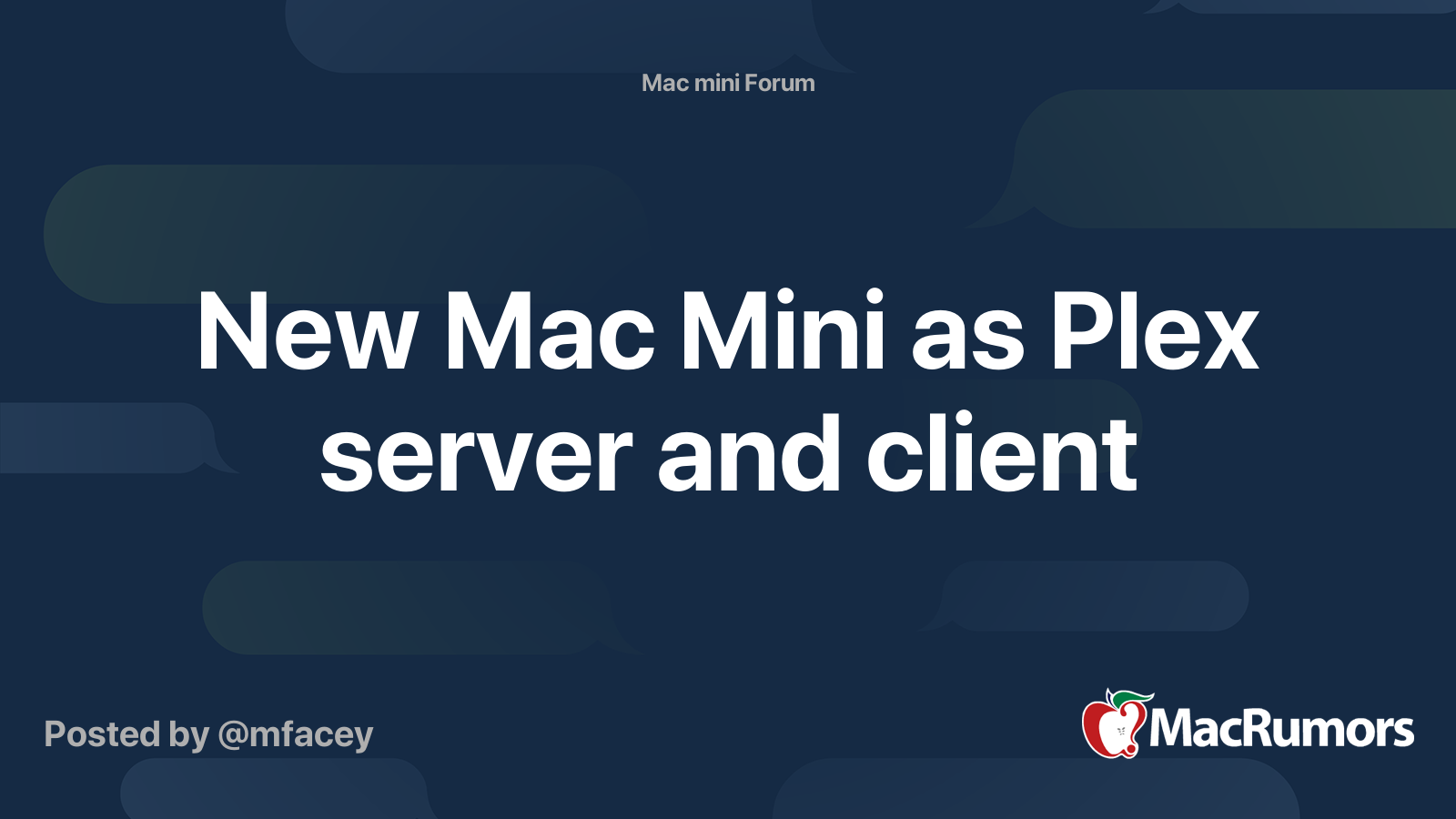 New Mac Mini as Plex server and client | MacRumors Forums