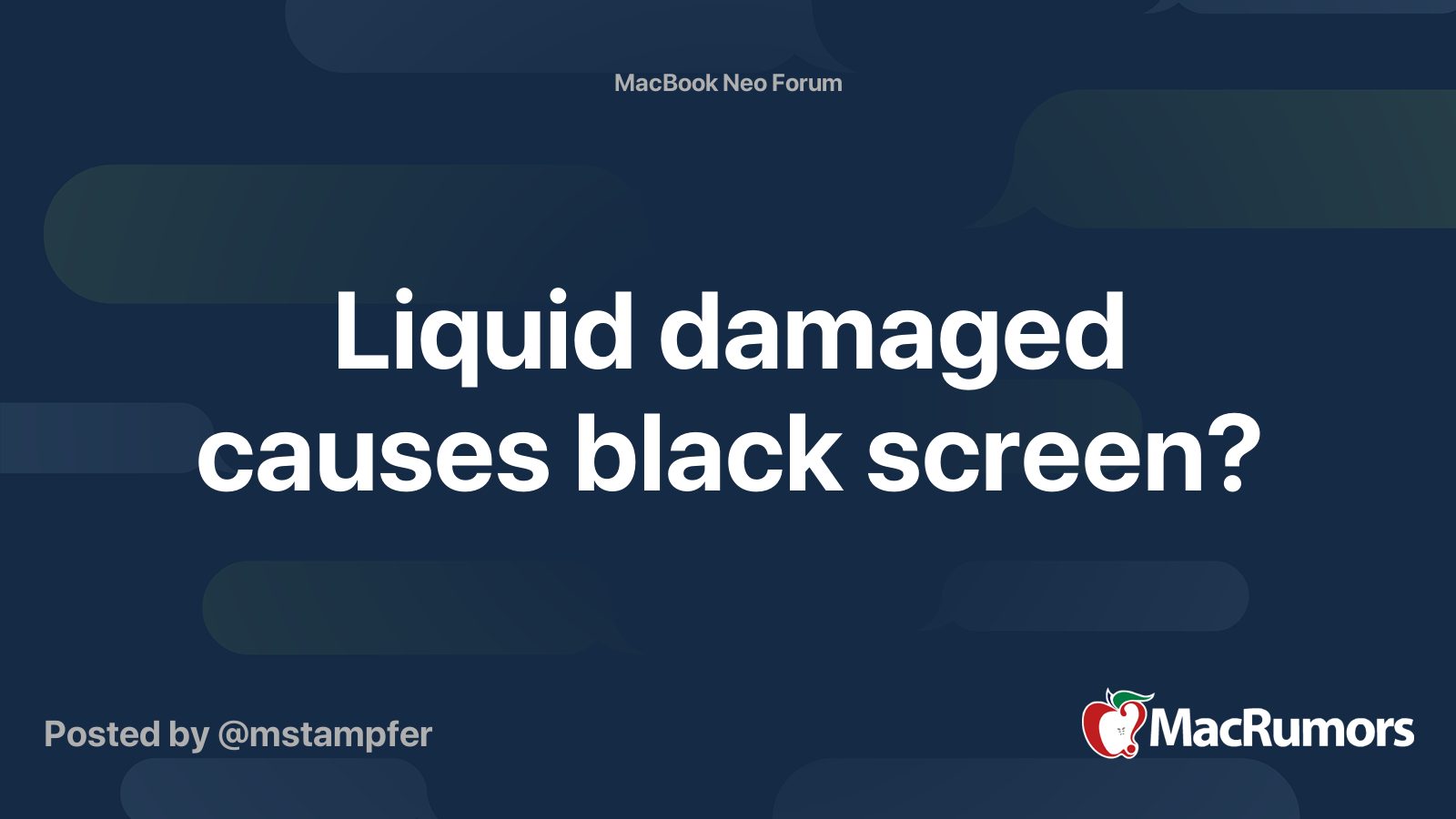 Liquid damaged causes black screen? | MacRumors Forums