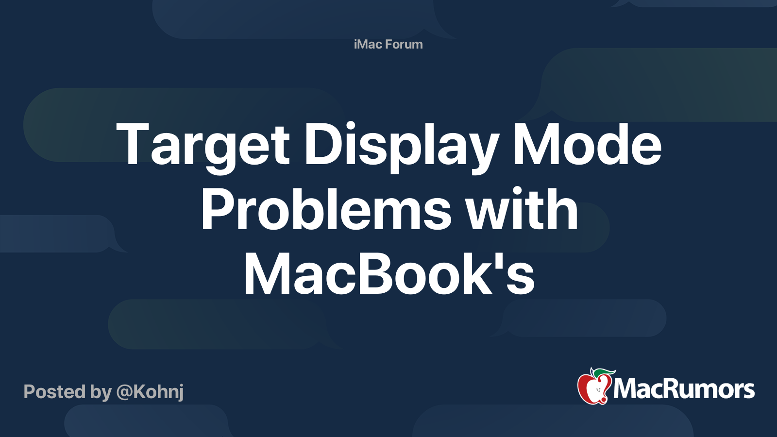 Target Display Mode Problems with MacBook's | MacRumors Forums