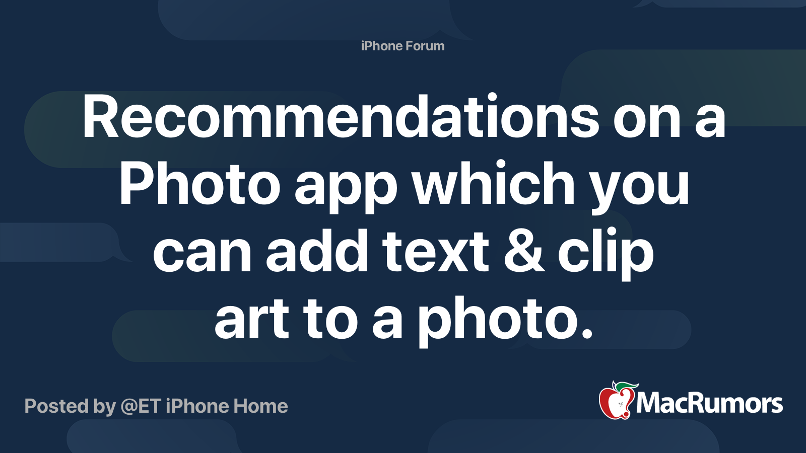 Recommendations on a Photo app which you can add text & clip art to a ...