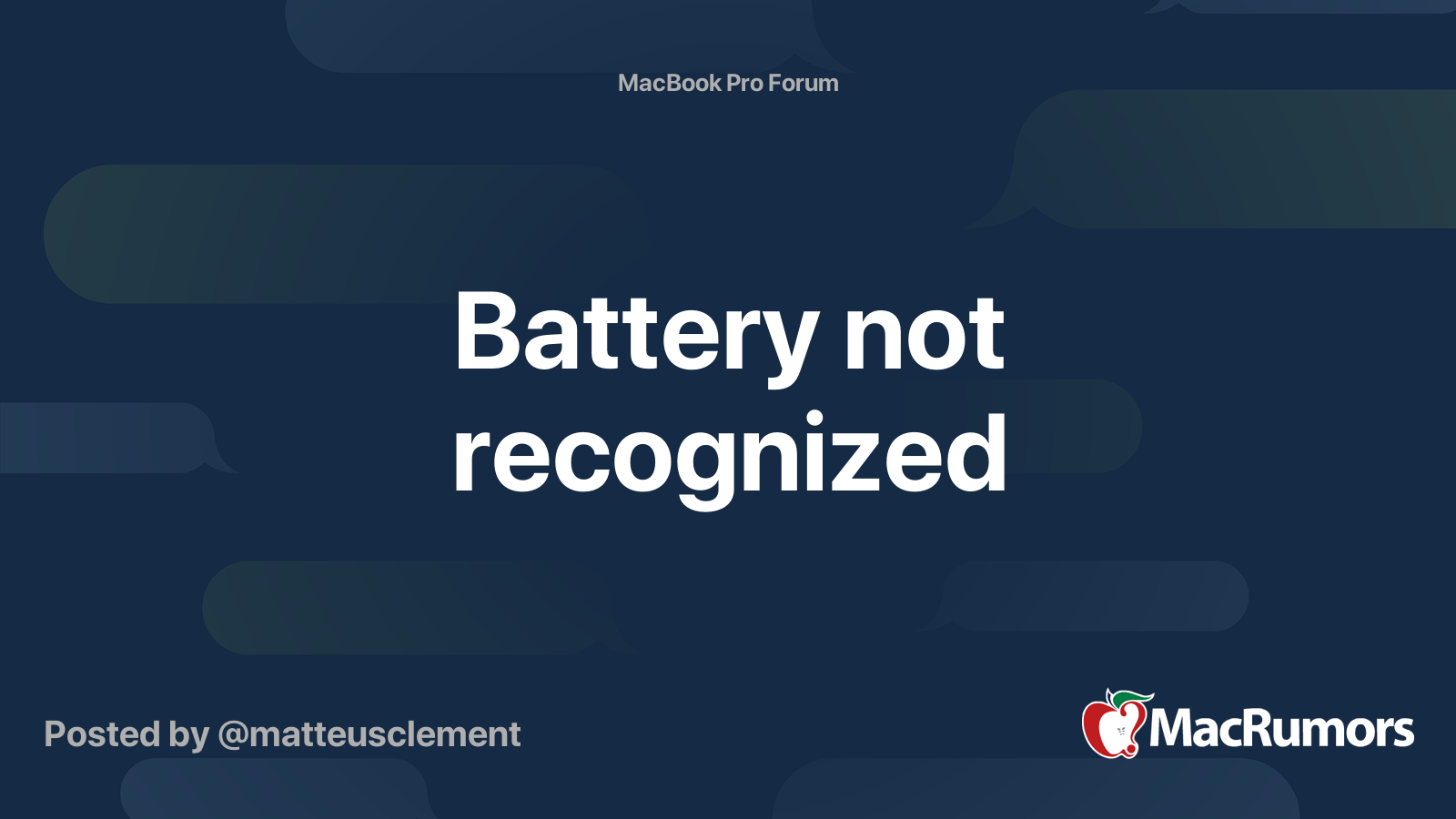 Battery not recognized | MacRumors Forums