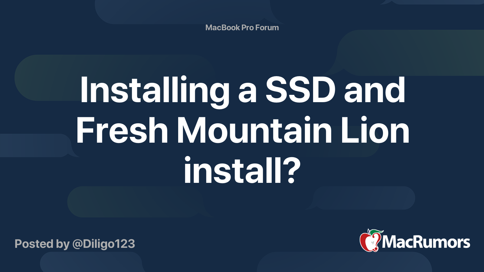 Installing a SSD and Fresh Mountain Lion install? | MacRumors Forums