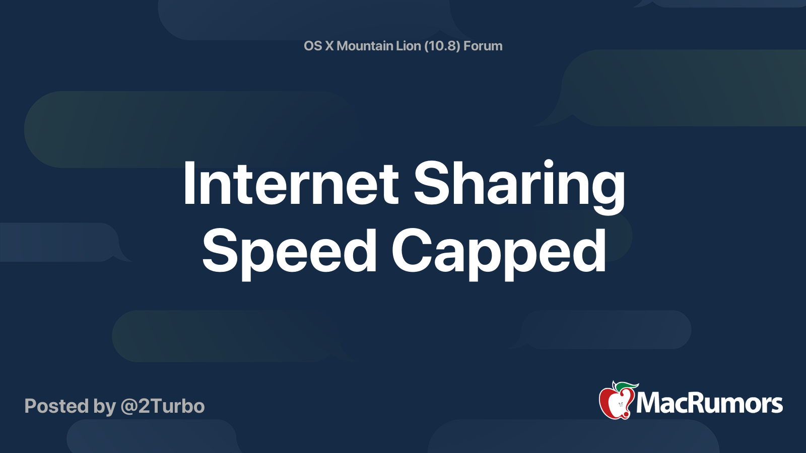 Internet Sharing Speed Capped | MacRumors Forums