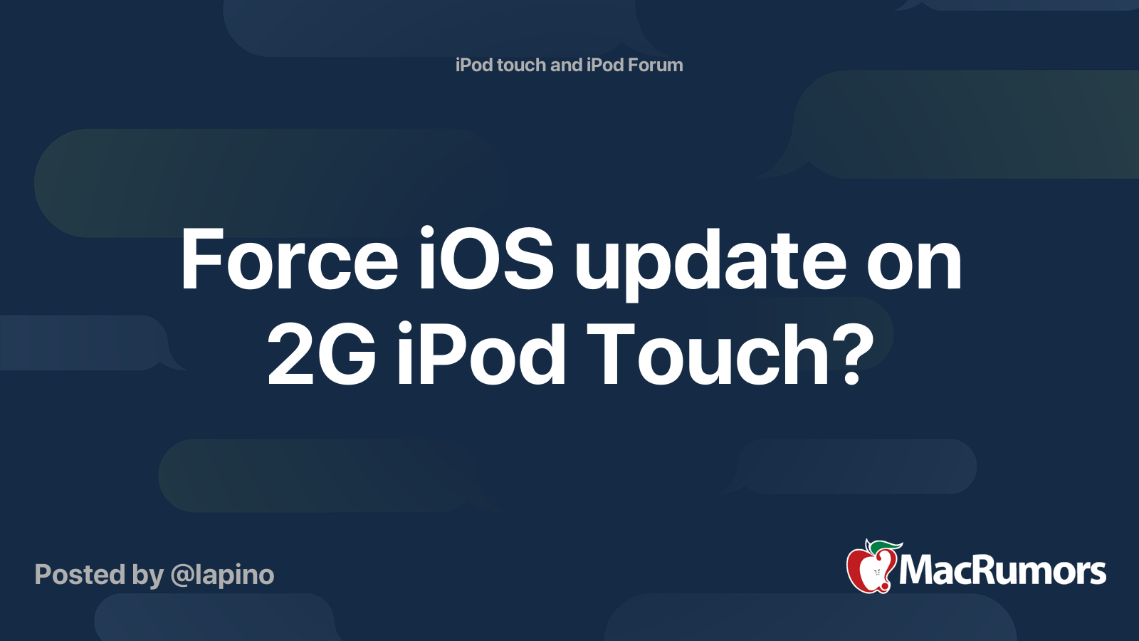 Force iOS update on 2G iPod Touch? | MacRumors Forums