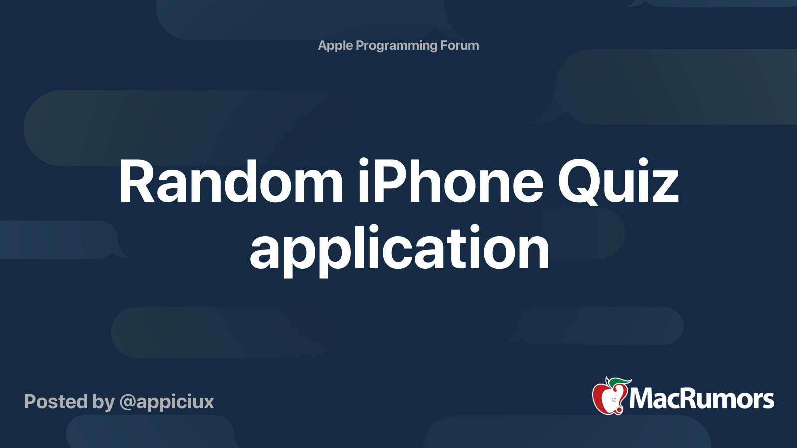 Random iPhone Quiz application | MacRumors Forums