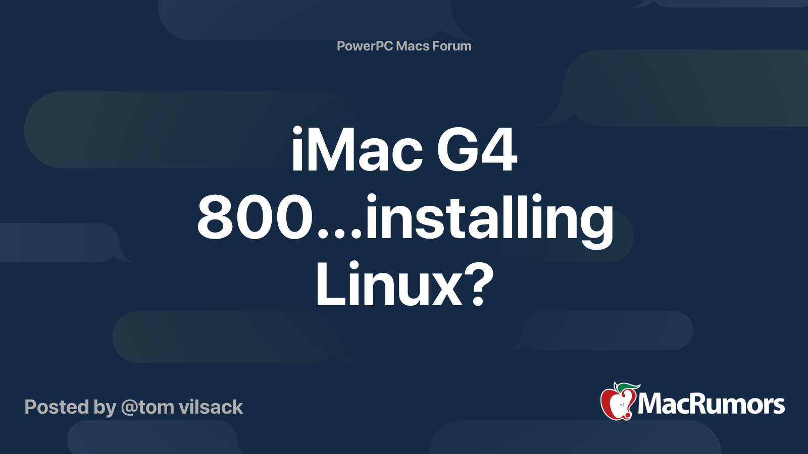 iMac G4 800...installing Linux? | MacRumors Forums