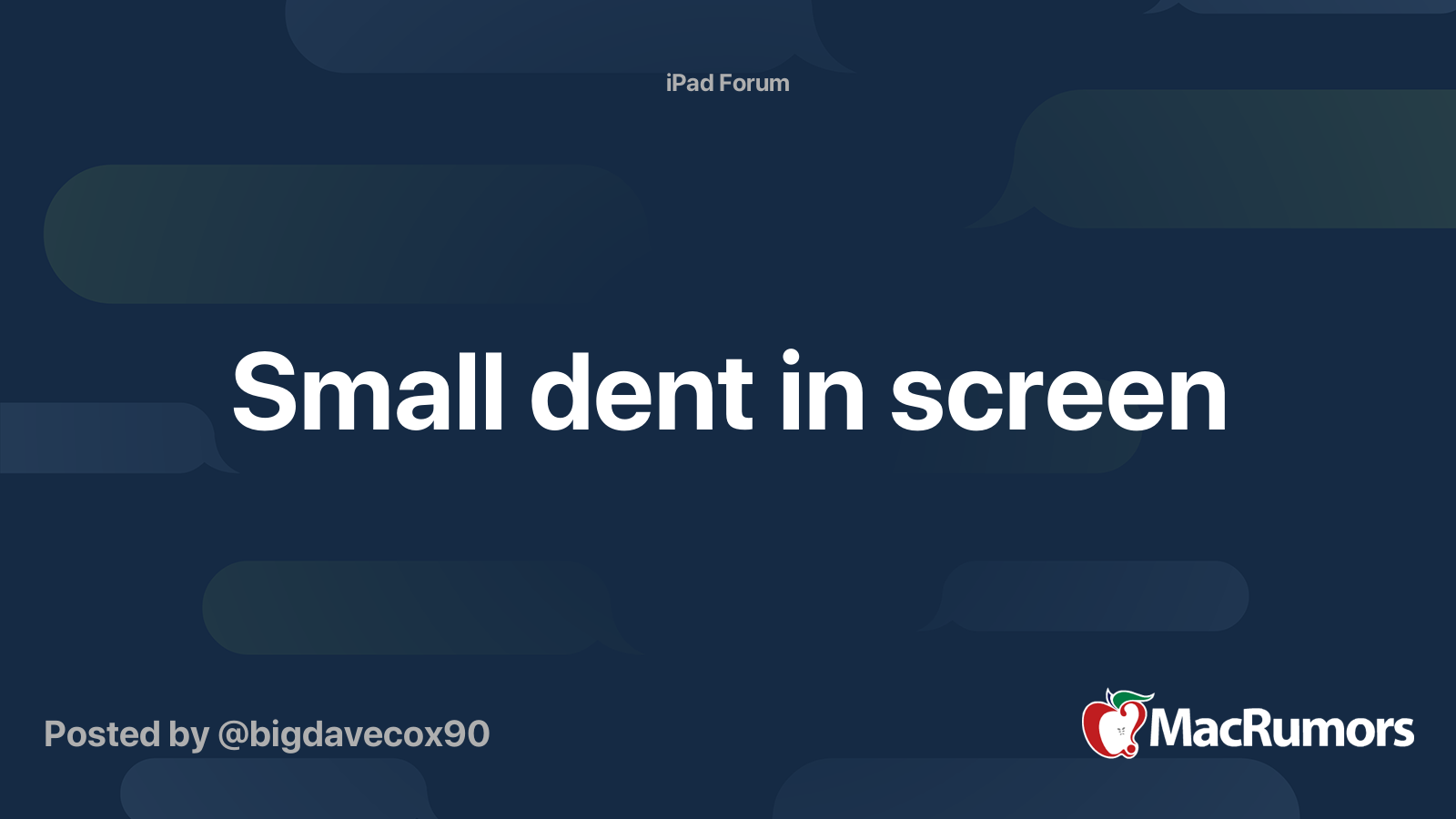 Small dent in screen | MacRumors Forums