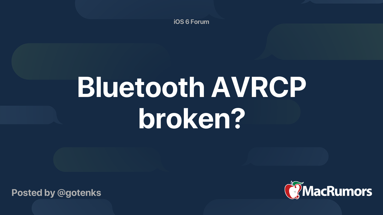 Bluetooth AVRCP broken? | MacRumors Forums