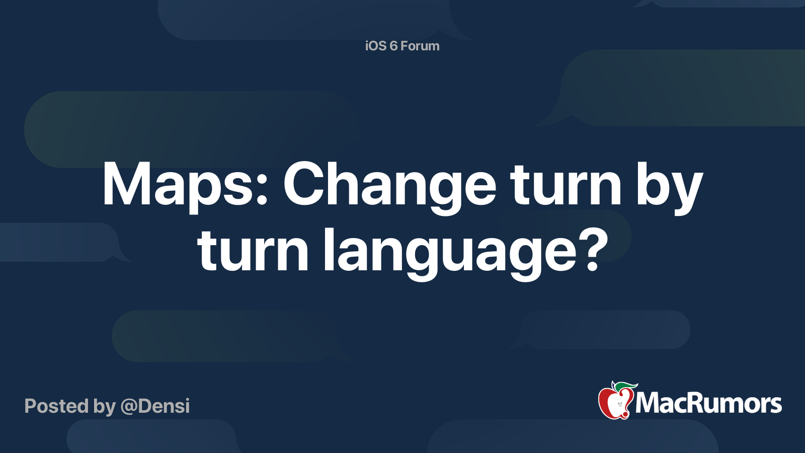 Maps: Change turn by turn language? | MacRumors Forums