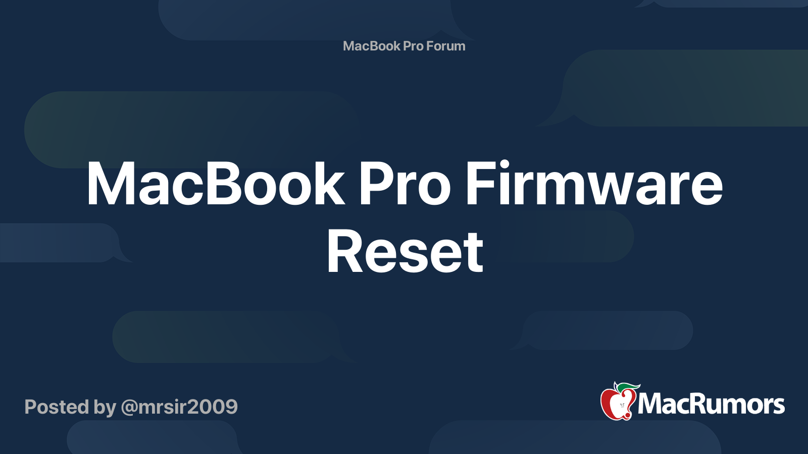 MacBook Pro Firmware Reset | MacRumors Forums