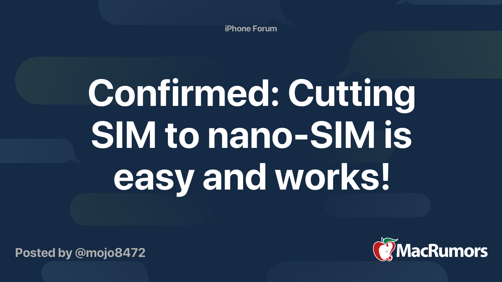 Confirmed: Cutting SIM to nano-SIM is easy and works! | MacRumors Forums