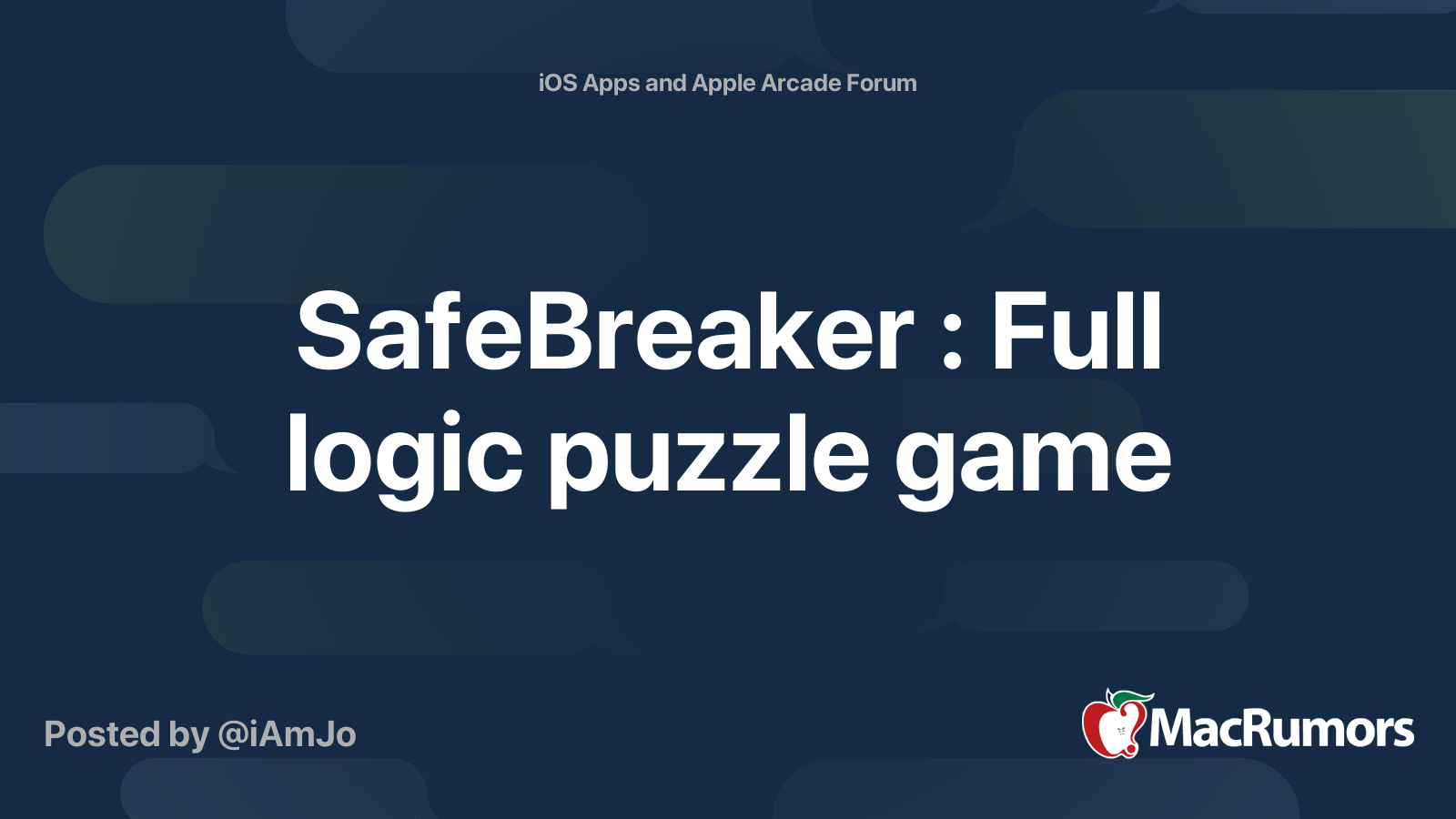 SafeBreaker : Full logic puzzle game | MacRumors Forums
