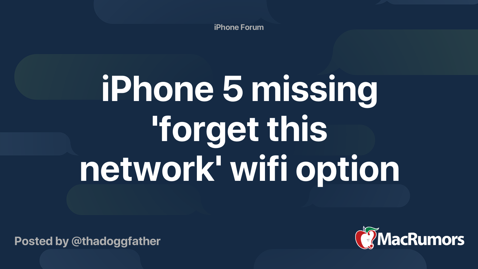 iPhone 5 missing 'forget this network' wifi option | MacRumors Forums