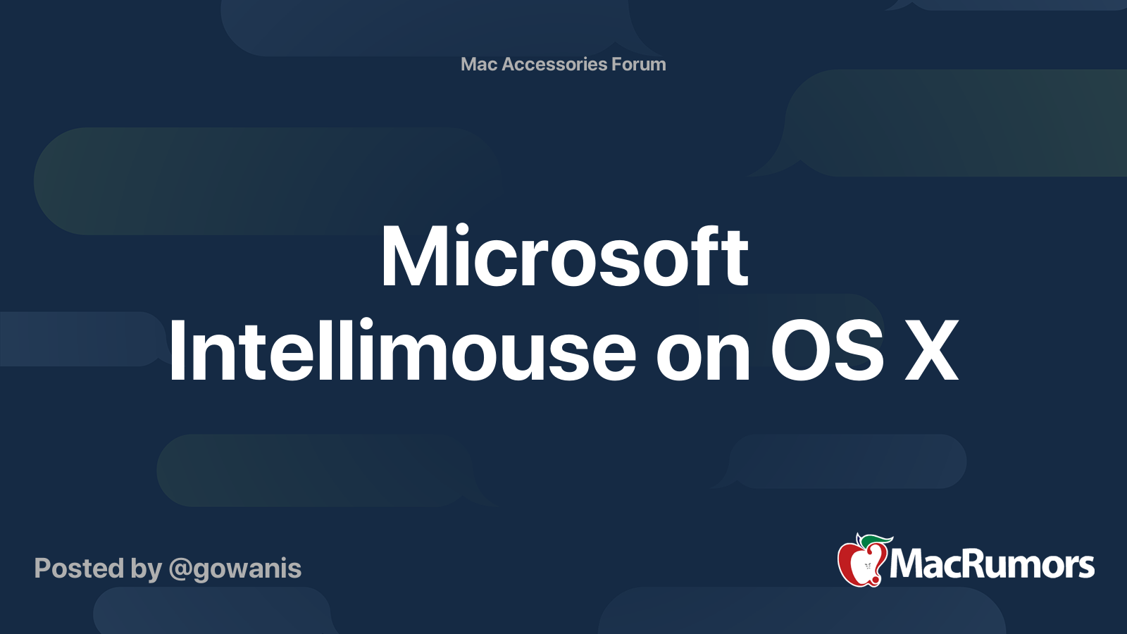 Microsoft Intellimouse on OS X | MacRumors Forums