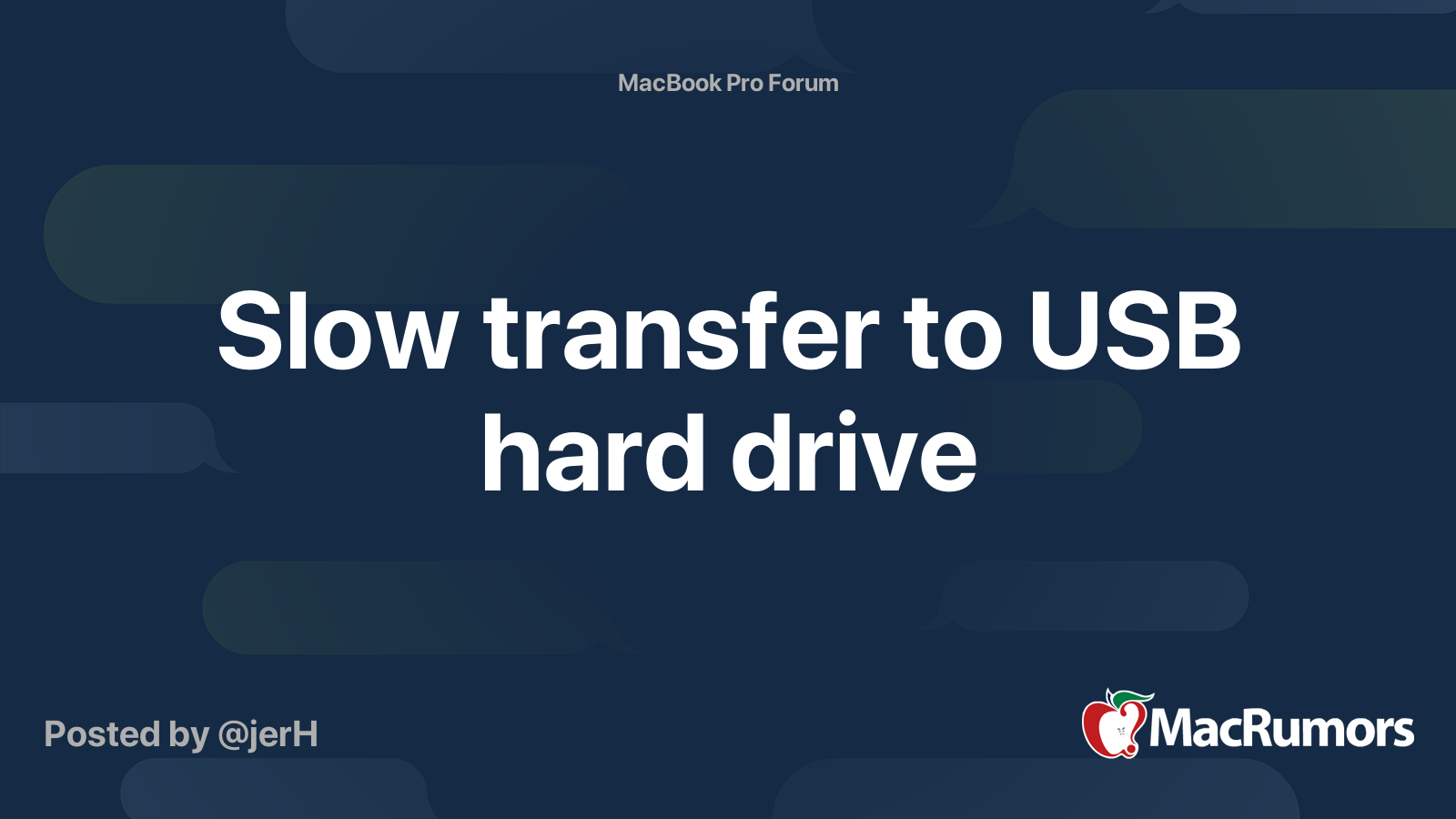 Slow transfer to USB hard drive | MacRumors Forums