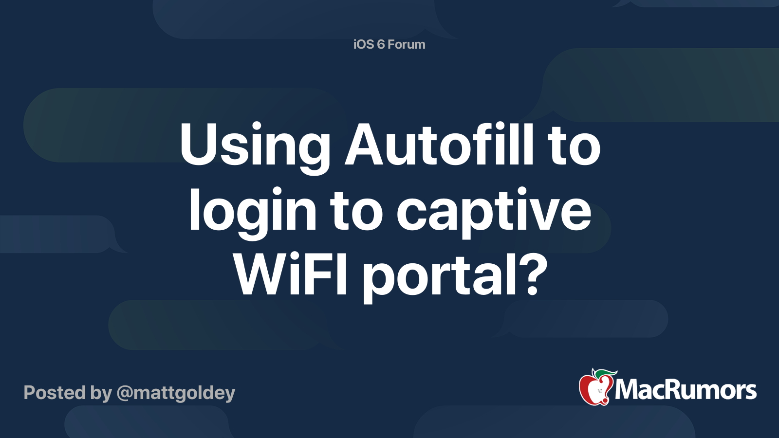 Using Autofill to login to captive WiFI portal? | MacRumors Forums